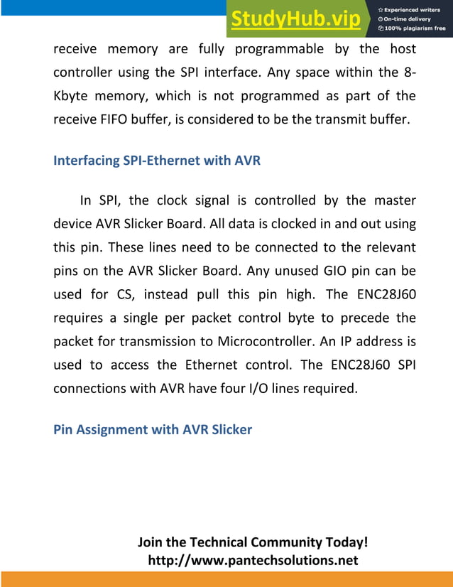 AVR HOW-TO GUIDE Interfacing SPI-Ethernet With AVR Slicker Contents At A Glance | PDF