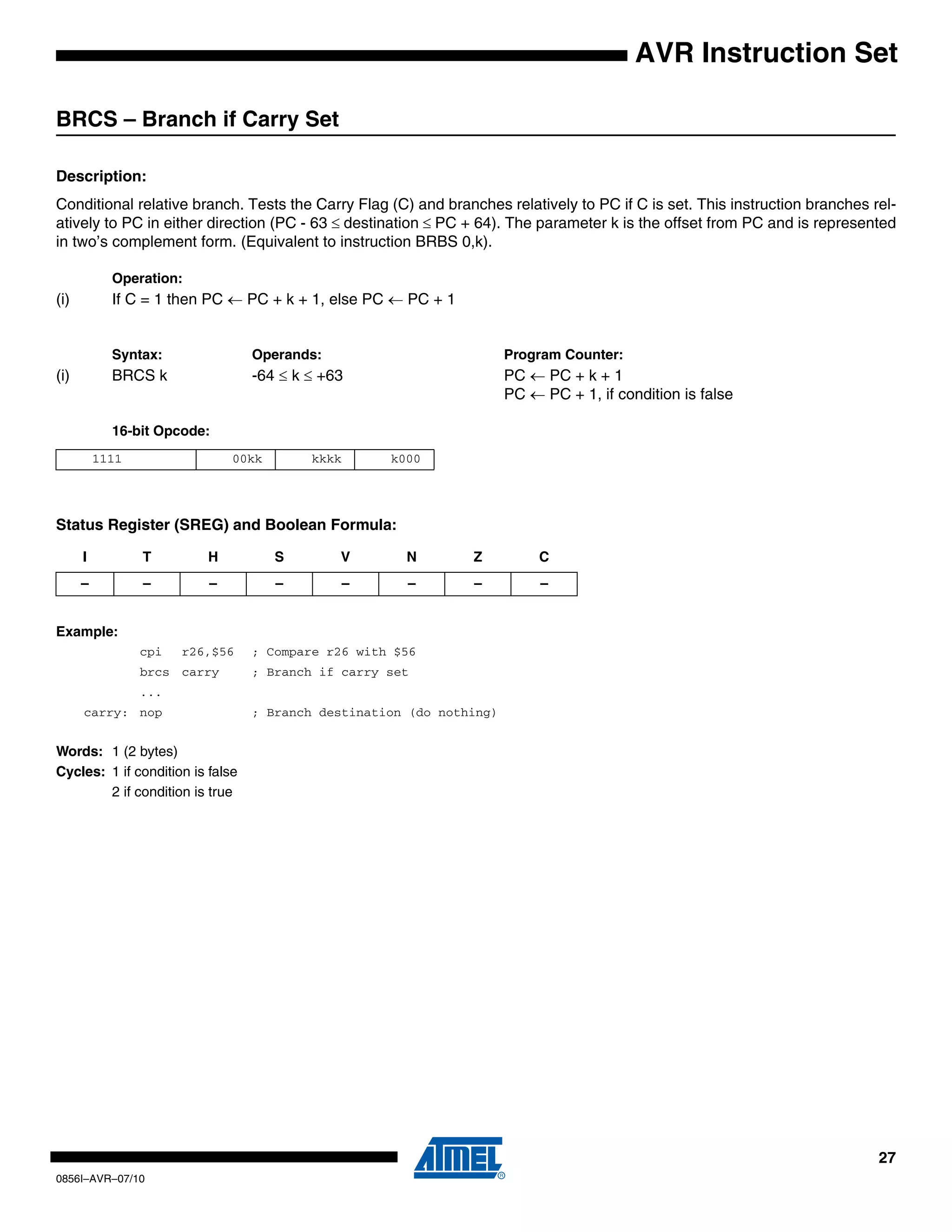 Avr instruction set | PDF | Operating Systems | Computer Software and Applications
