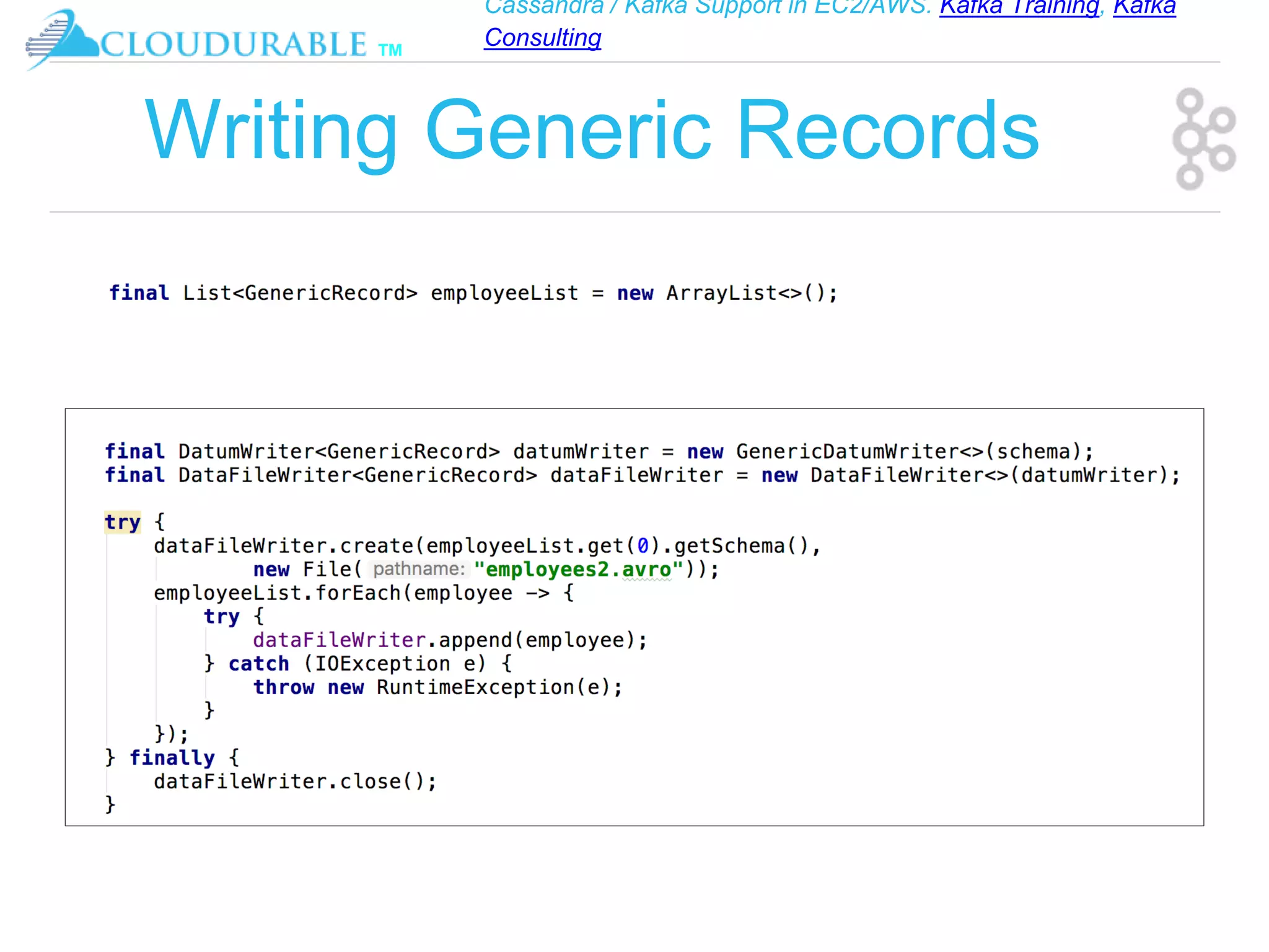 Avro Tutorial - Records with Schema for Kafka and Hadoop | PPTX