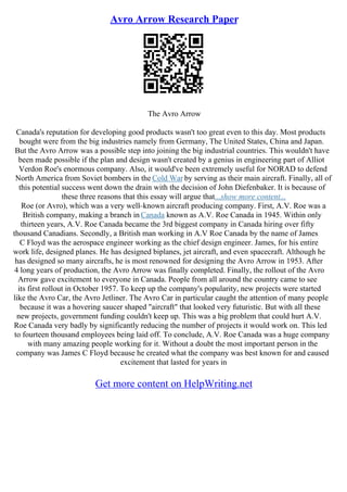 Avro Arrow Essay | PDF