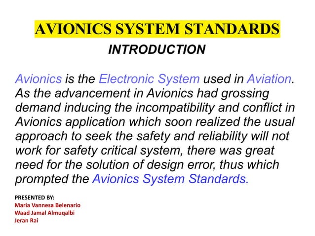 Avionics System Standards | PPTX