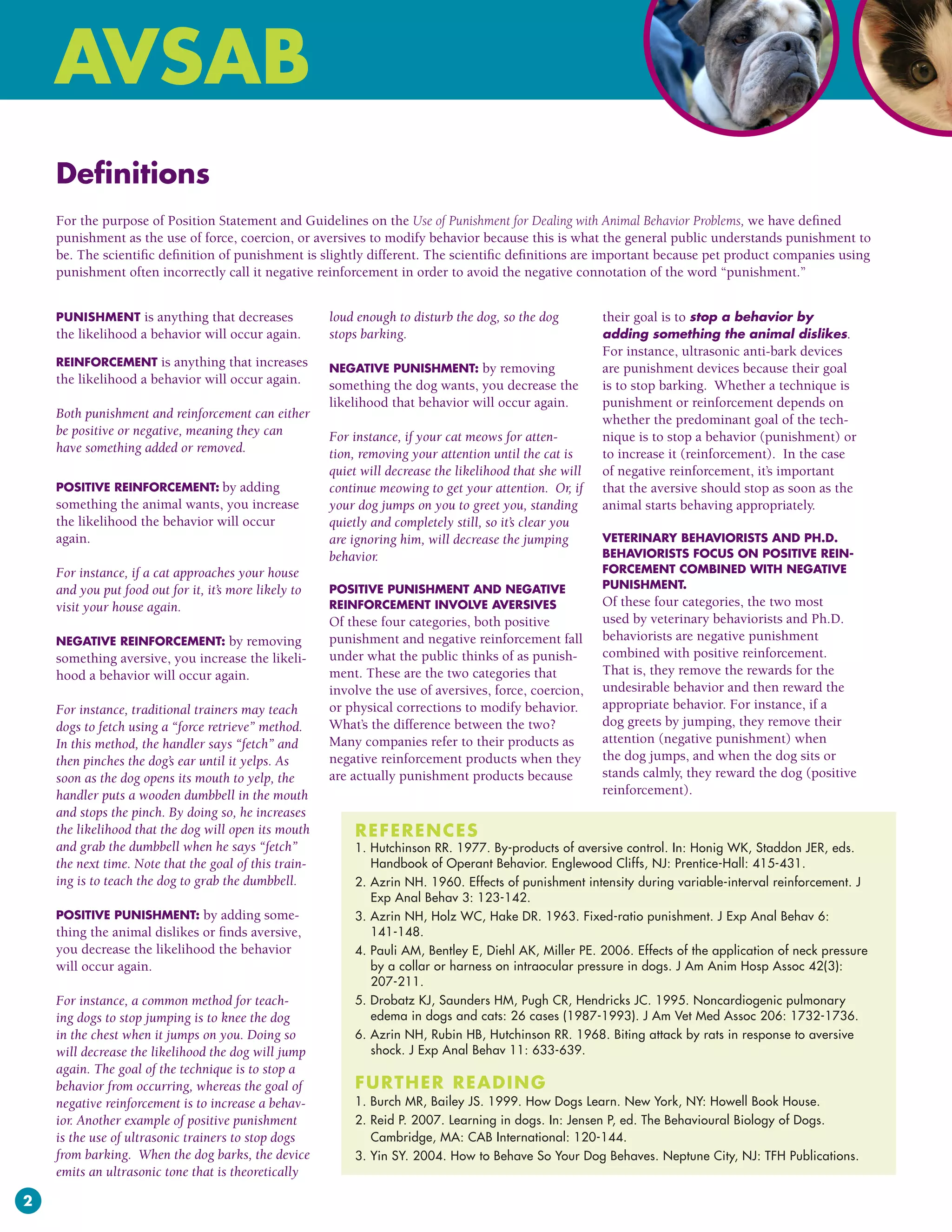 AVSAB Position Statement on Punishment | PDF | Veterinary Medicine | Pets