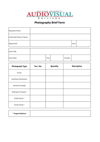 AV Services Request & Photography Brief Form | PDF | Technology & Computing