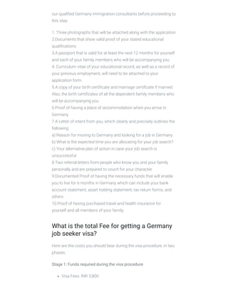 GERMANY JOB SEEKER VISA | PDF
