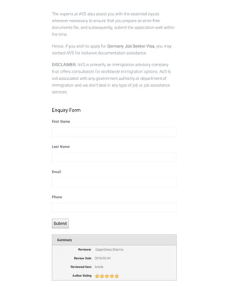 GERMANY JOB SEEKER VISA | PDF