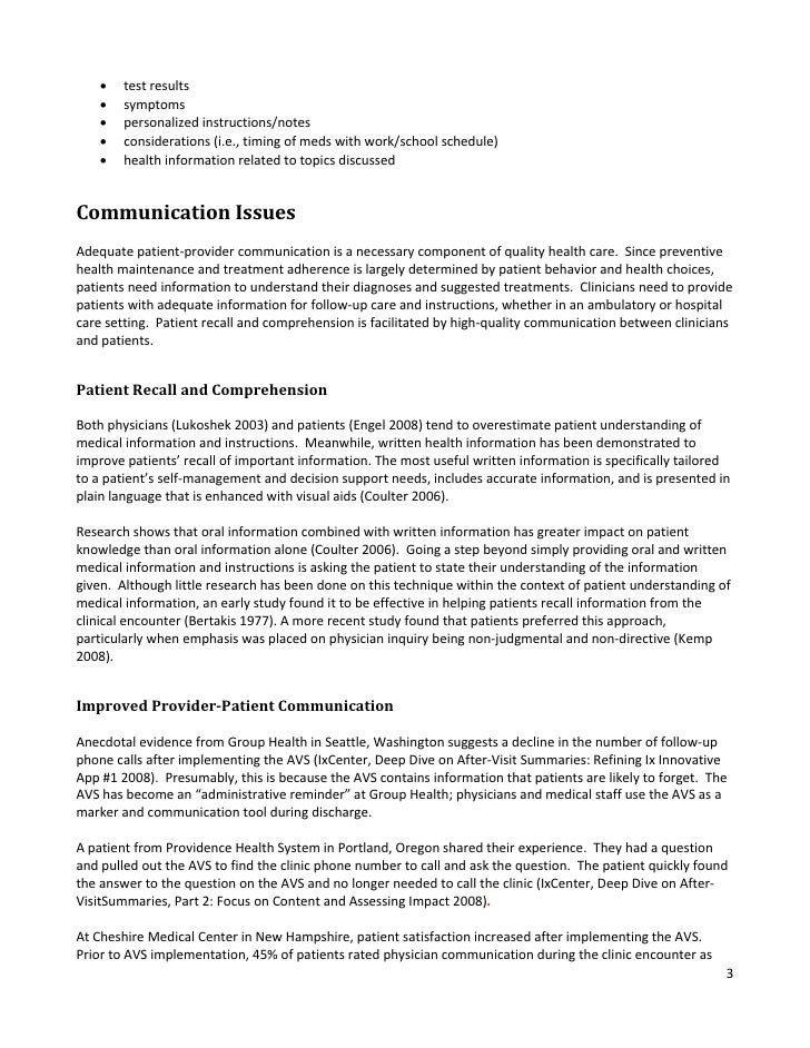 The Ix After-Visit Summary (AVS)