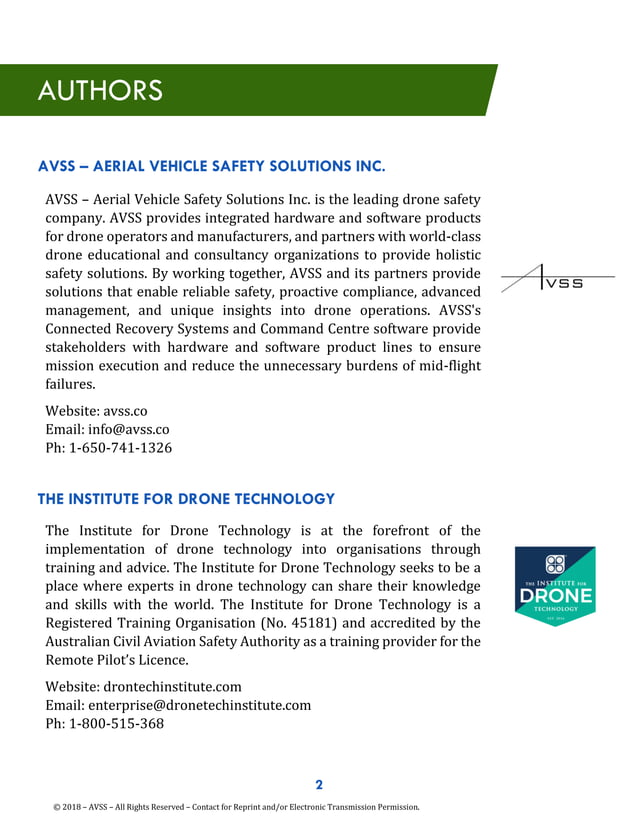 AVSS & The Institute for Drone Technology™ joint report government regulations - UAV safety ...