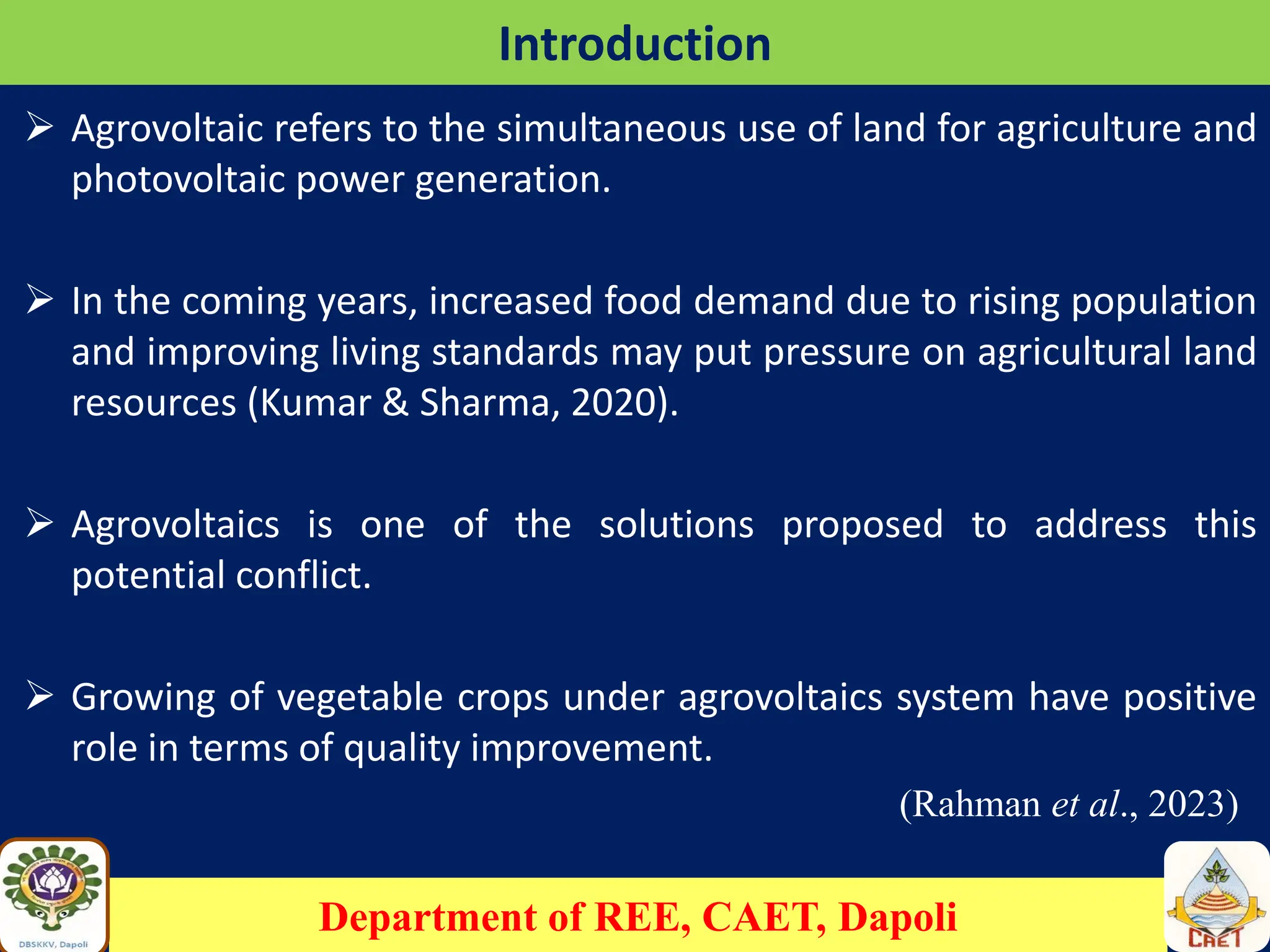 Green Growth: Agrovoltaic Solution for Energy and Food Security By ''M ...