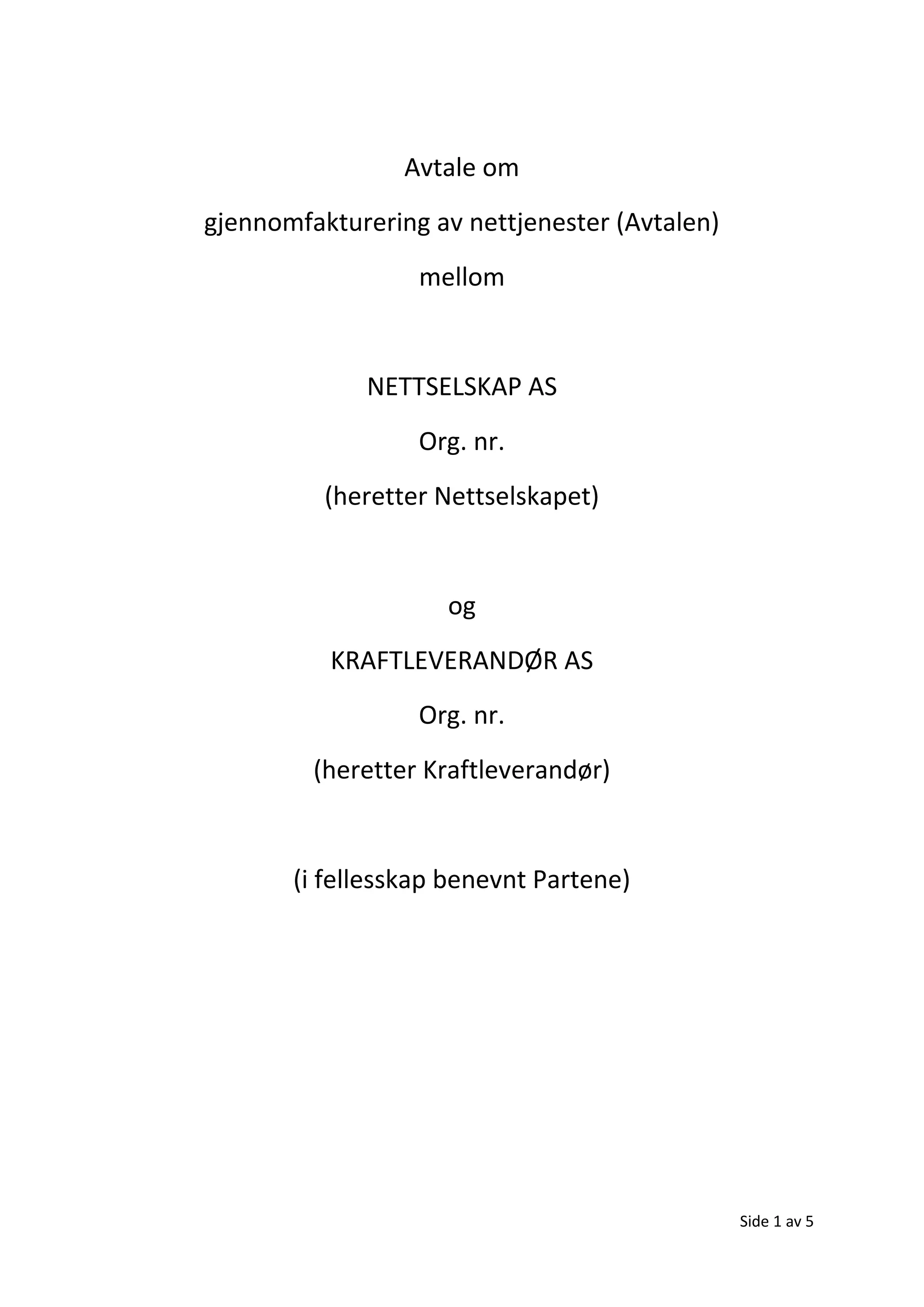 Avtale om gjennomfakturering | PDF