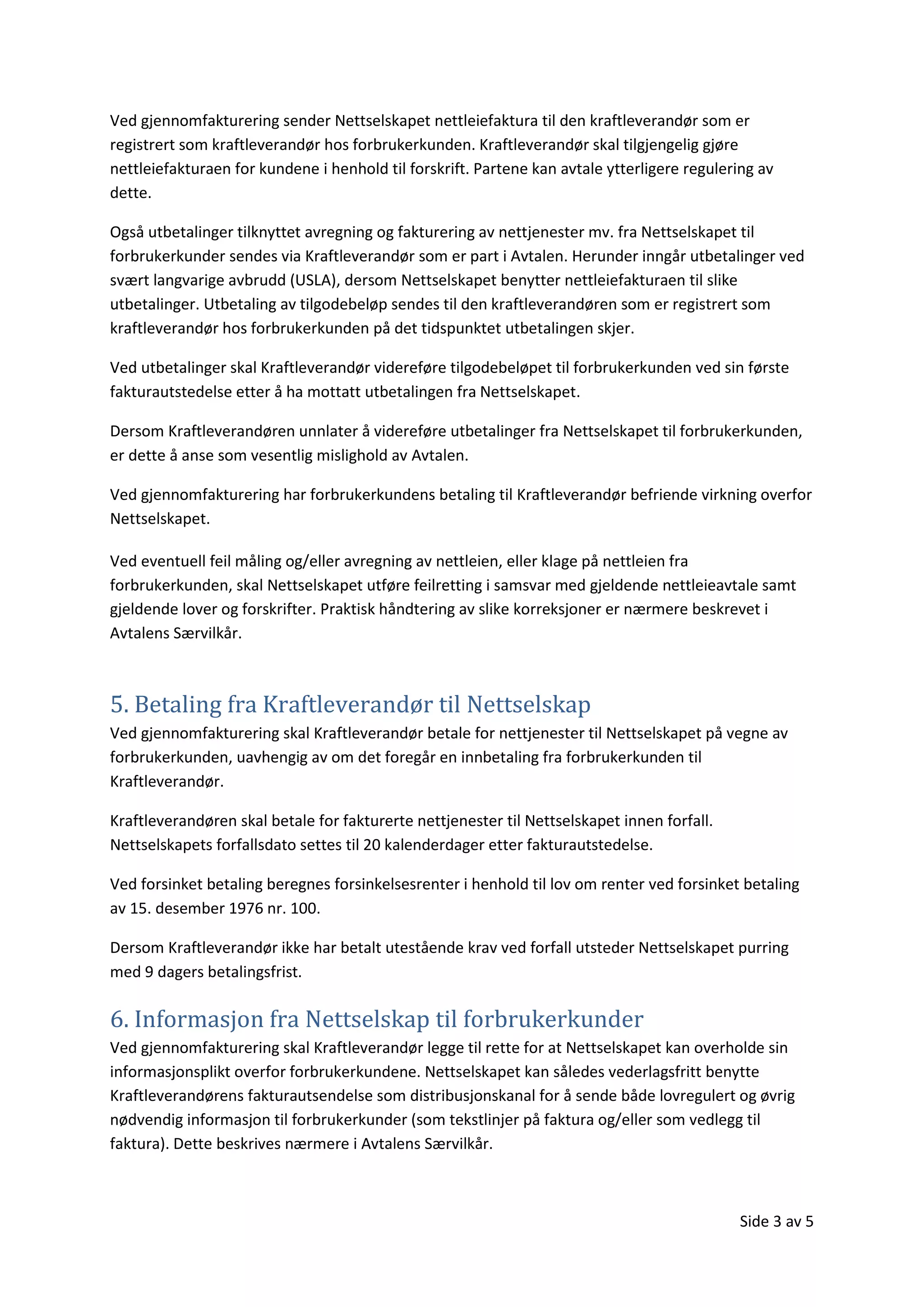 Avtale om gjennomfakturering | PDF