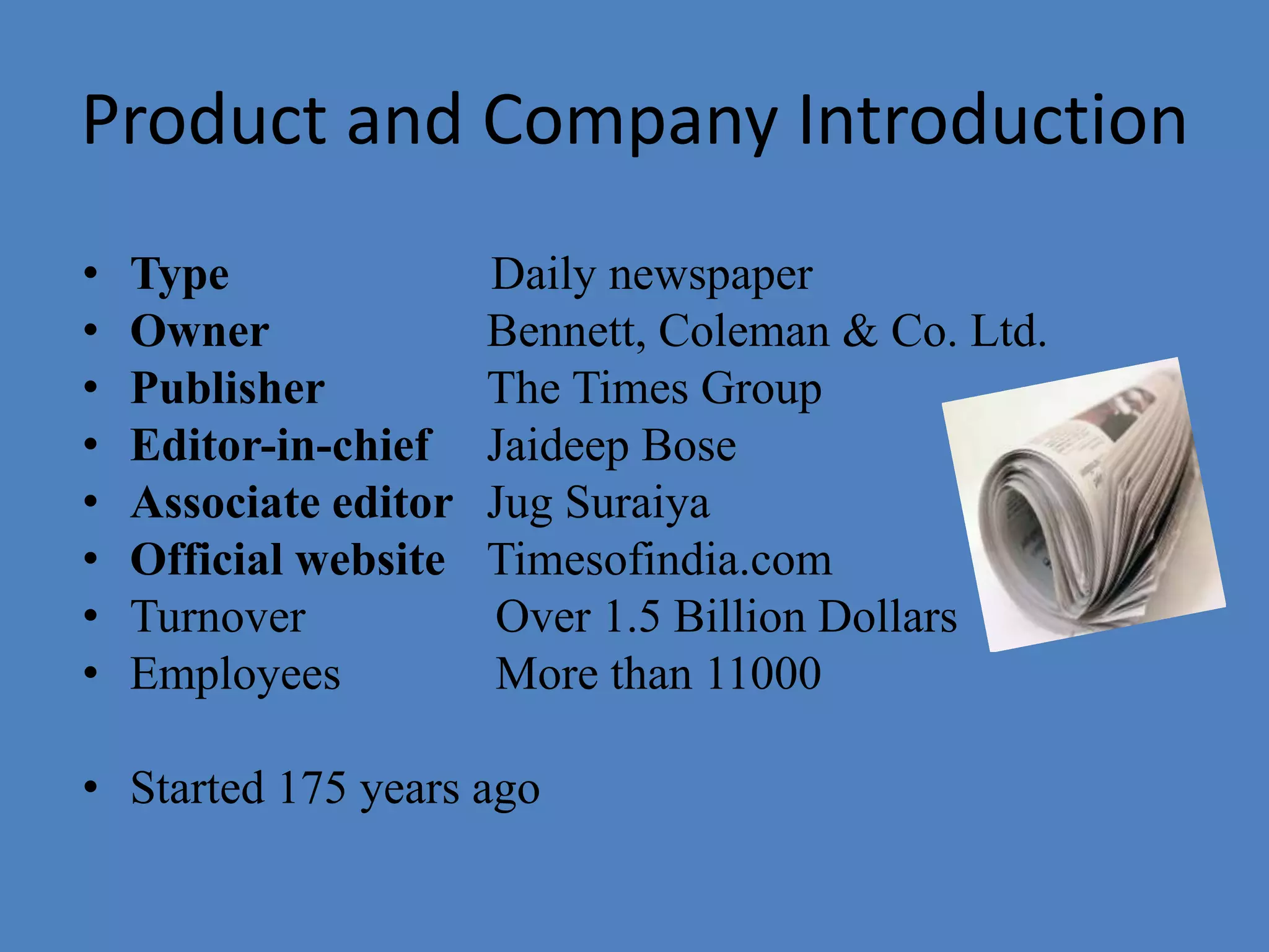 Times of India Publications Summer Internship PPT | PPTX