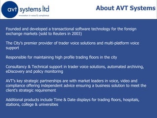 AVT Systems Ltd - Solutions & Services | PPT | Business | Business and ...