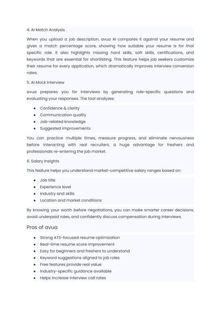 avua Review: Pros, Cons, Features & How It Helps You Beat the ATS | PDF