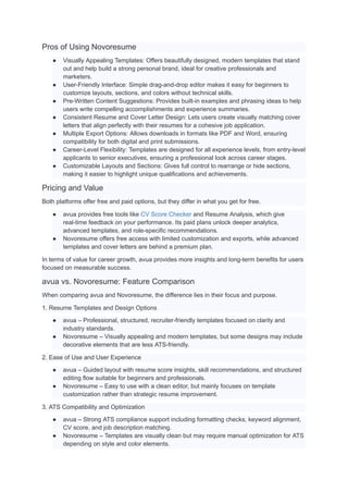 avua vs Novoresume: Which Resume Builder Is More Effective in 2025? | PDF