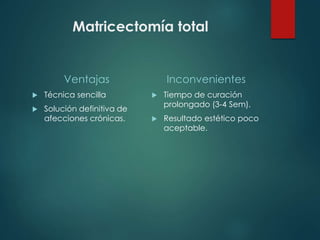 Avulsión ungueal y matricectomía total | PPTX