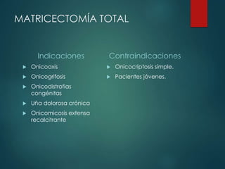 Avulsión ungueal y matricectomía total | PPTX