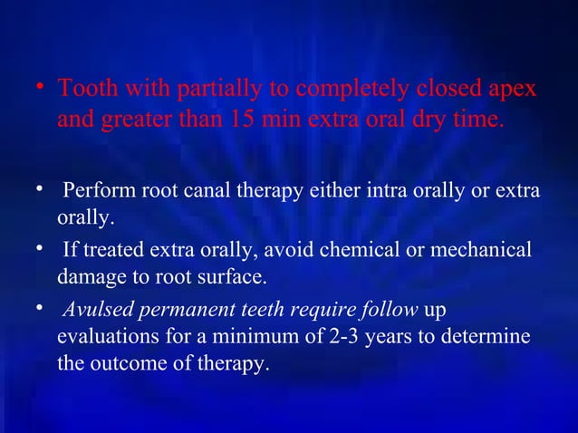 Avulsion | PPT | Dental Health | Diseases and Conditions