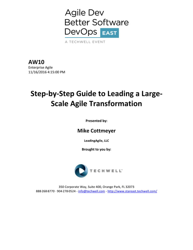 Step-by-Step Guide to Leading a Large-Scale Agile Transformation | PDF