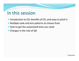 Test (and More) Patterns for Continuous Software Delivery | PDF
