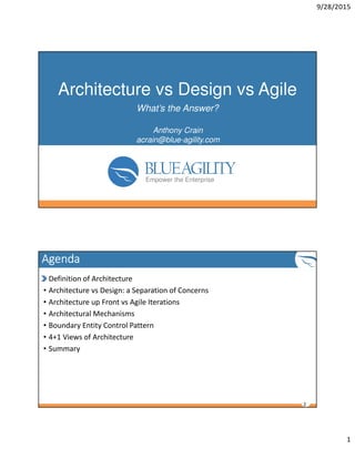 Architecture vs. Design vs. Agile: What’s the Answer? | PDF