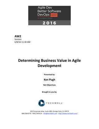 Determining Business Value in Agile Development | PDF | Business ...
