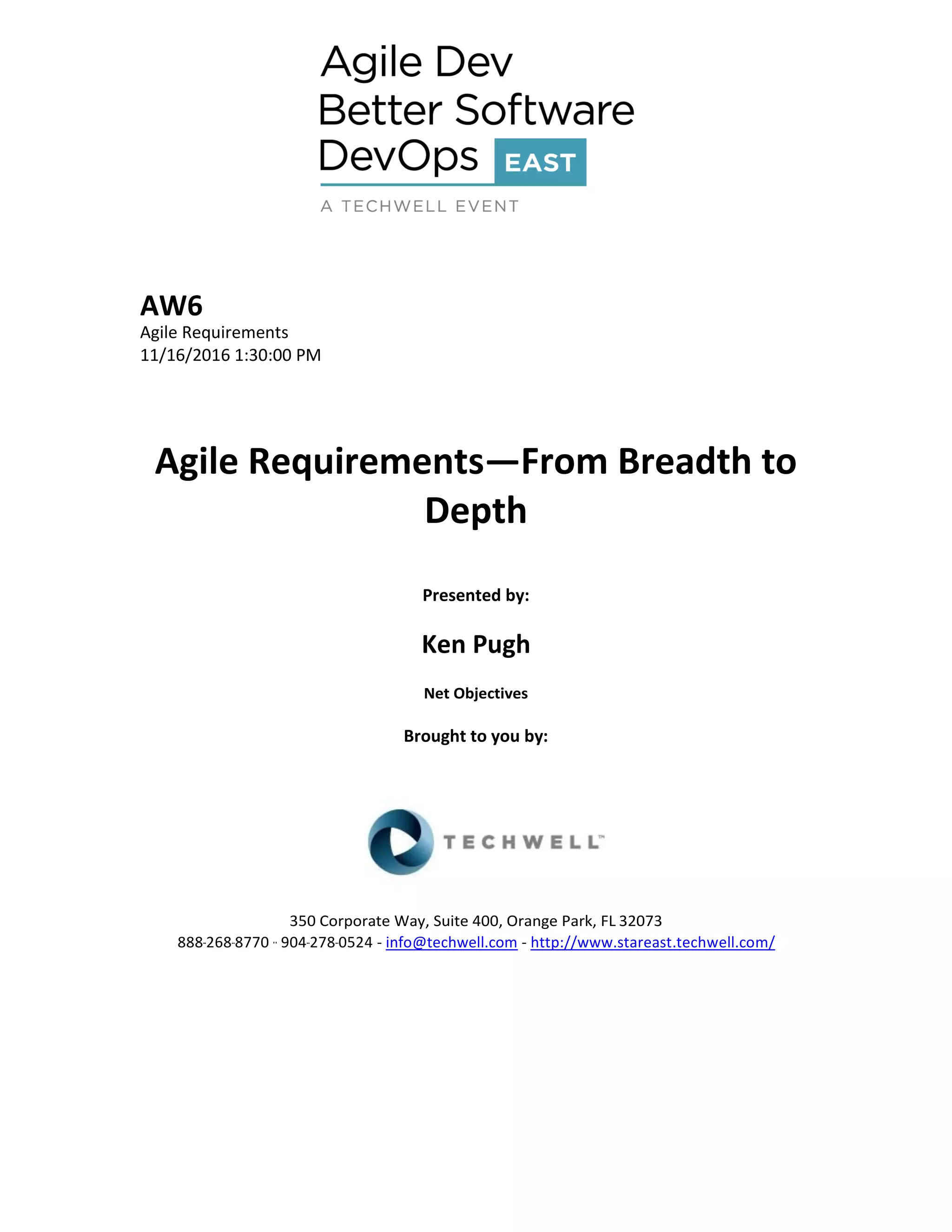 Agile Requirements—From Breadth to Depth | PDF
