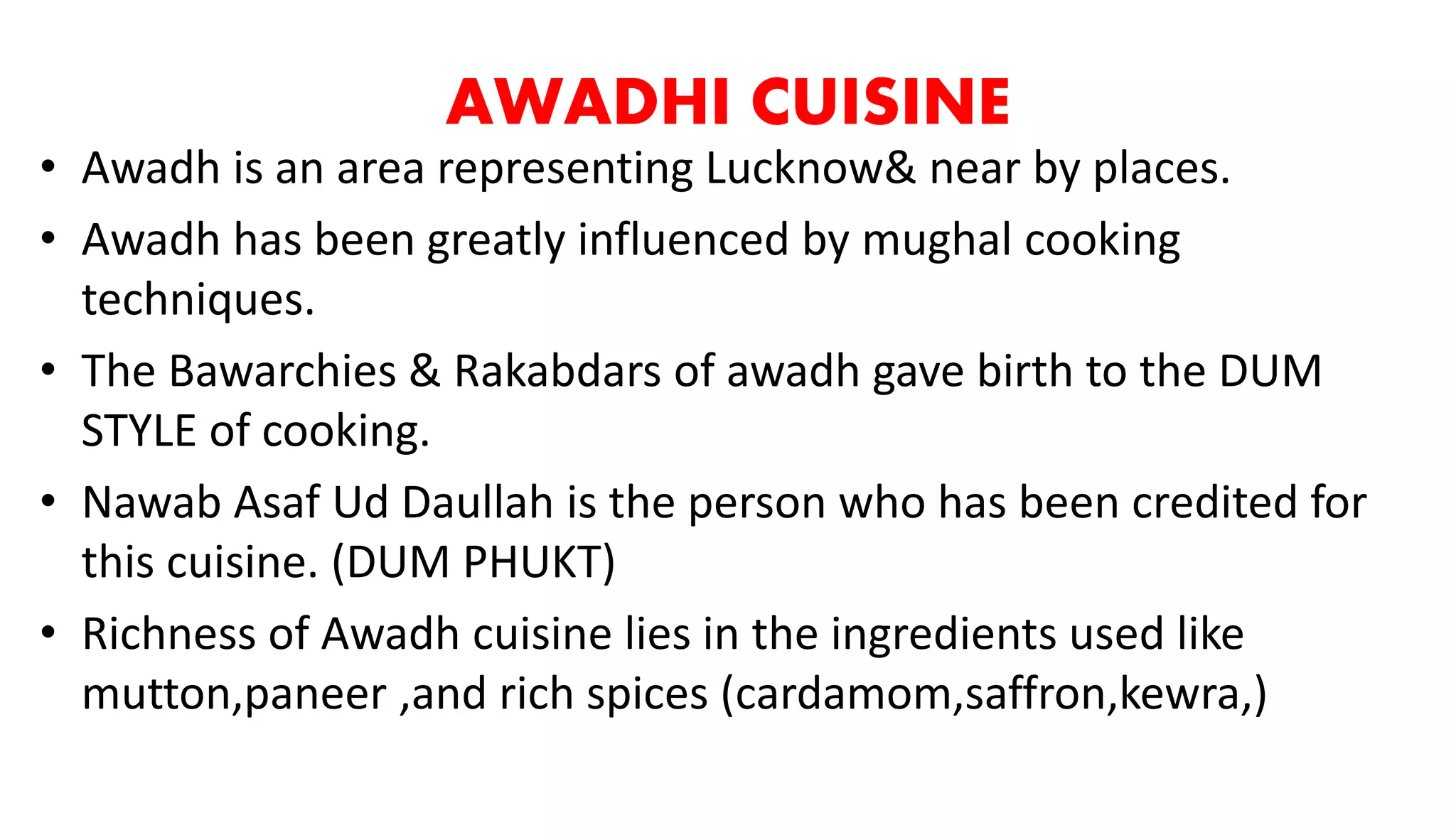 Awadhi cuisine | PPTX