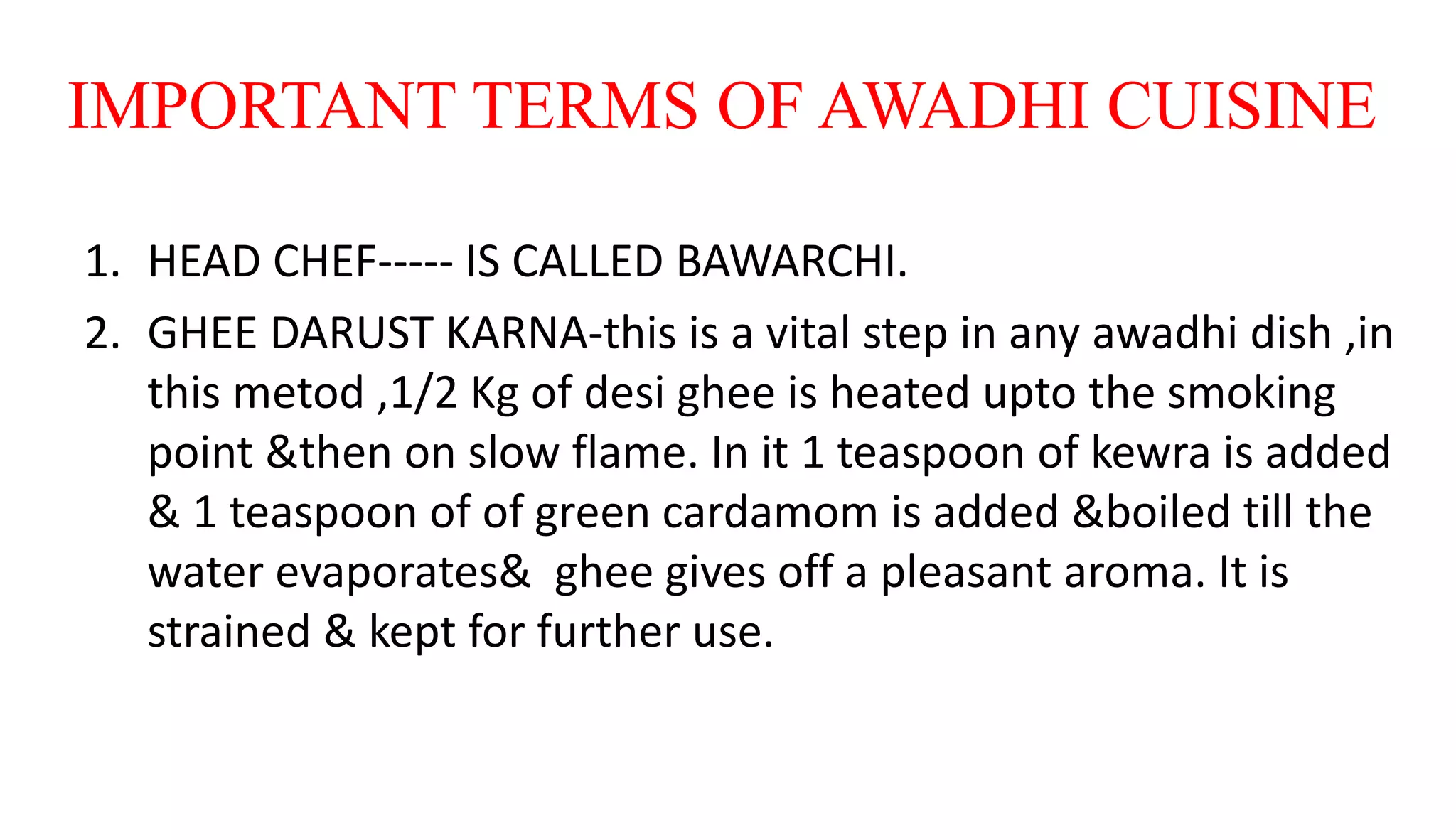 Awadhi cuisine | PPTX
