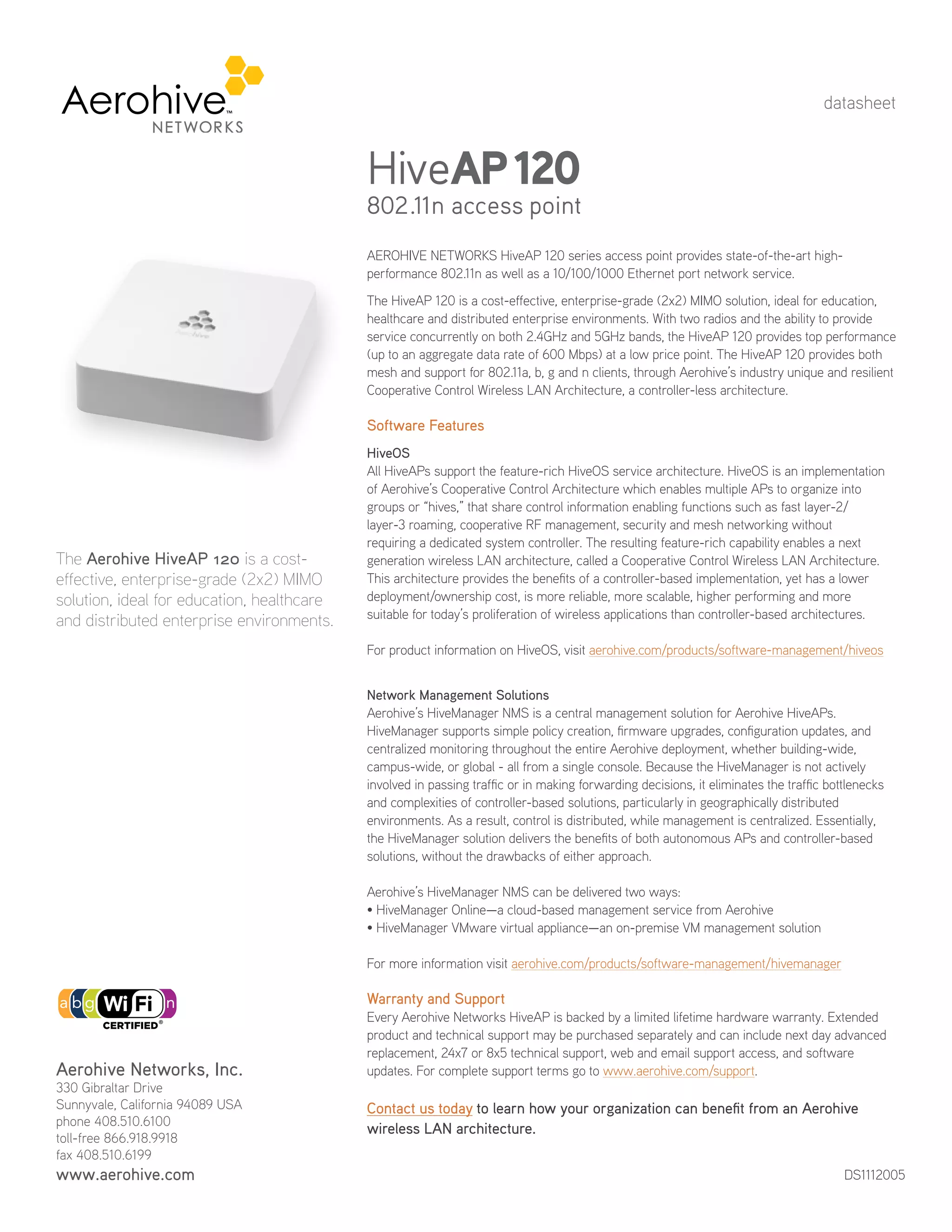 Aerohive AP 120 | PDF