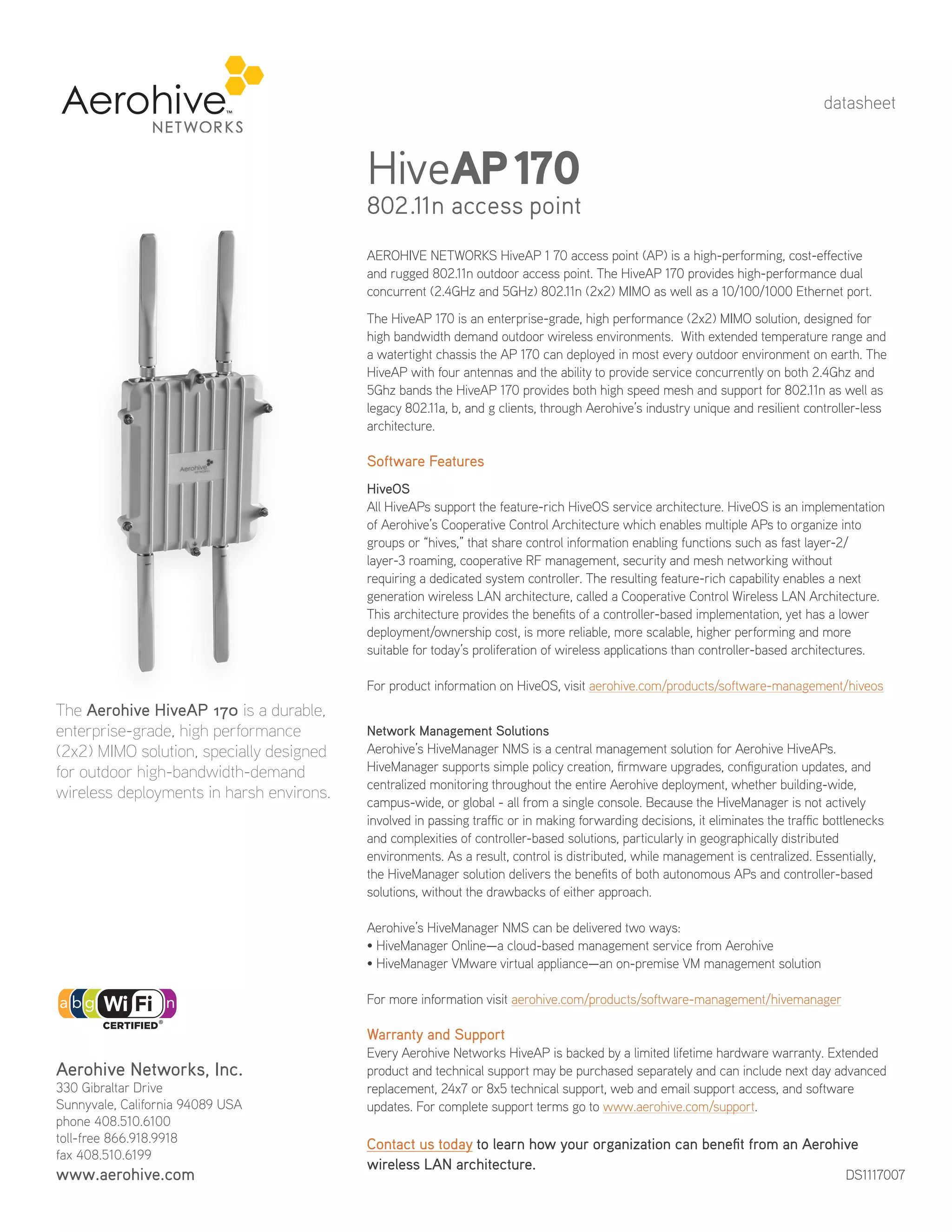 Aerohive AP 170 | PDF