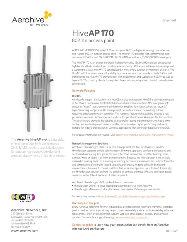 Aerohive AP 170 | PDF