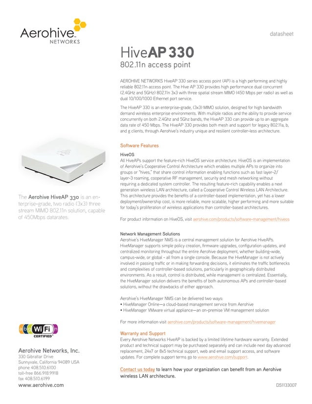 Aerohive AP 330 | PDF