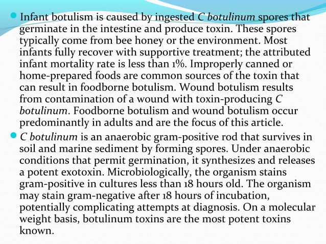 Botulism | PPT | Digestive Disorders | Diseases and Conditions