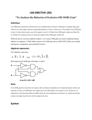 Exclusive OR GAte | PDF | Programming Languages | Computing