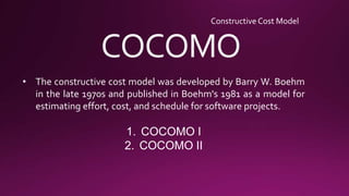 COCOMO MODEL 1 And 2 | PPTX
