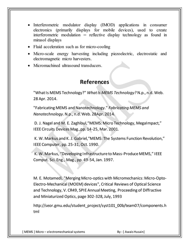 Introduction to MEMS | DOCX