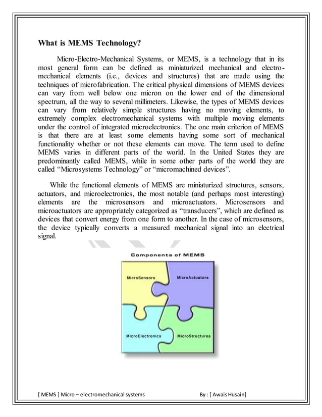 Introduction to MEMS | DOCX