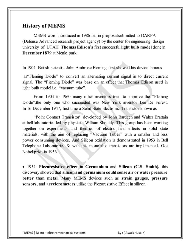 Introduction to MEMS | DOCX