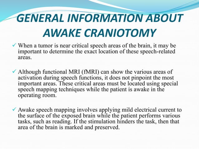 Awake Craniotomy | PPTX | Ear, Nose and Throat Conditions | Diseases ...
