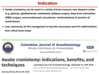 Awake craniotomy | PDF