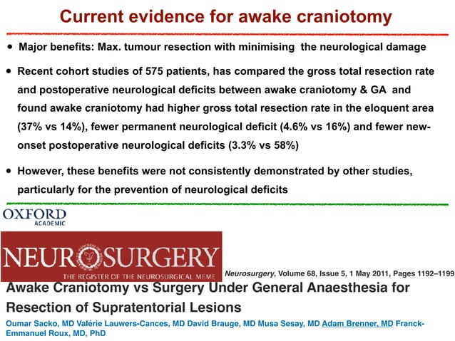 Awake craniotomy | PDF