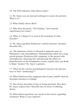 Awakenings (Guide for Movie Response Paper) 1. Describe the symp.docx