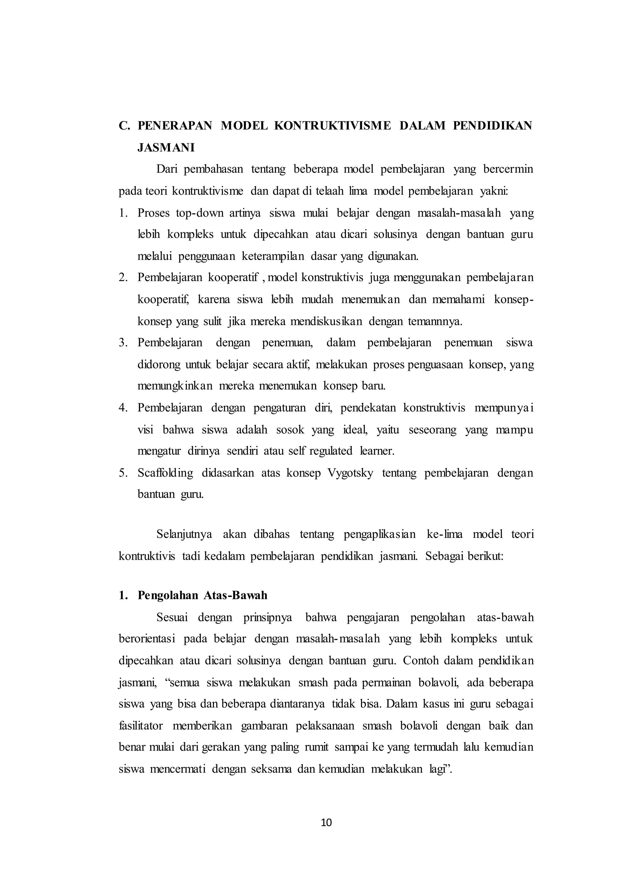 Penerapan Model Teori Belajar Kontruktivis ke Dalam Pendidikan Jasmani ...