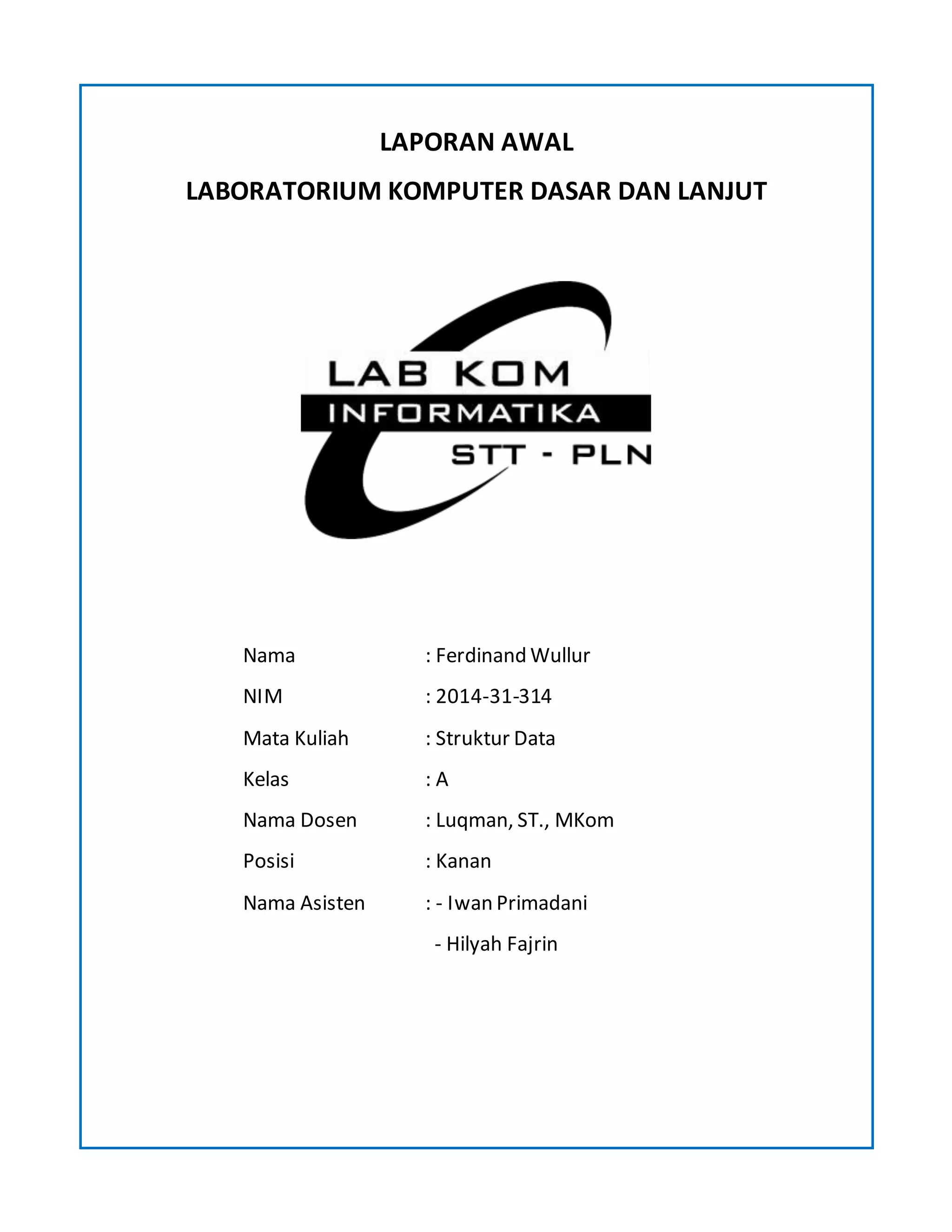 contoh cover laporan labkom stt pln | PDF