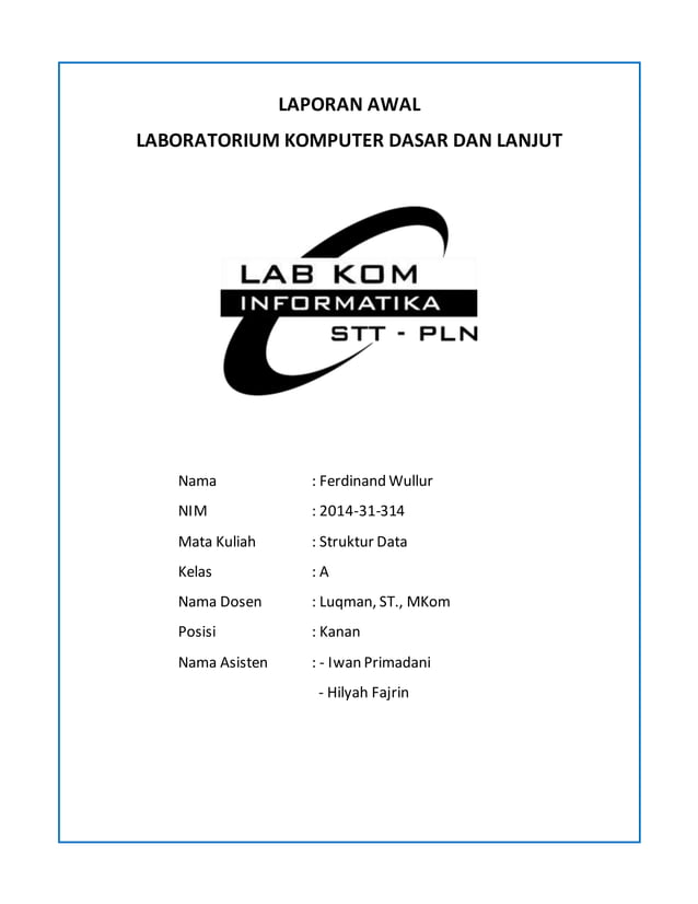 contoh cover laporan labkom stt pln | PDF