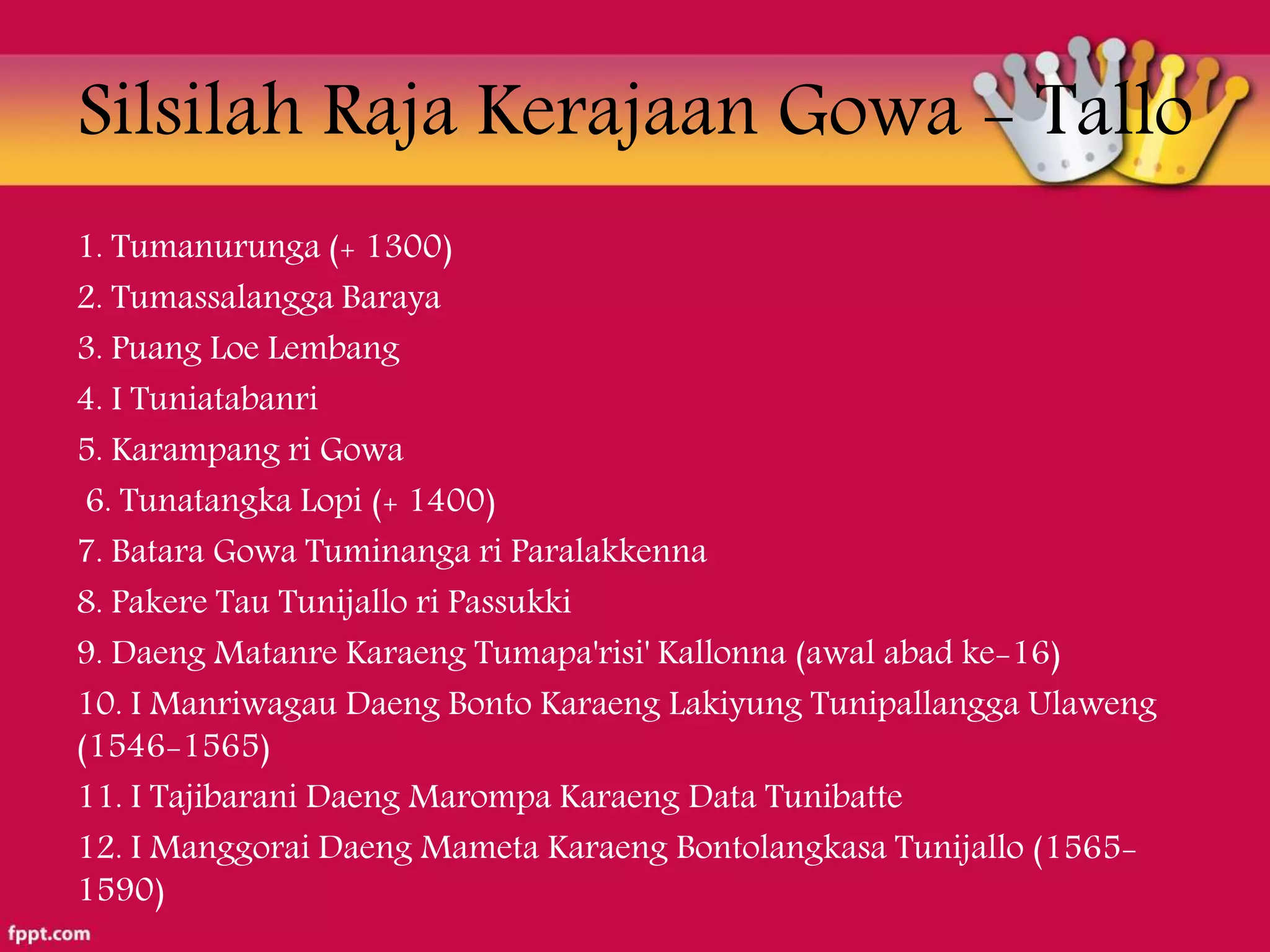 Awal masuk islam di kerajaan gowa - tallo [ppt] | PPTX