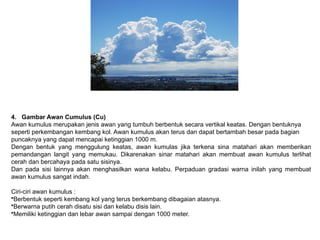 Macam-macam jenis Awan dan penjelasannya | PPTX