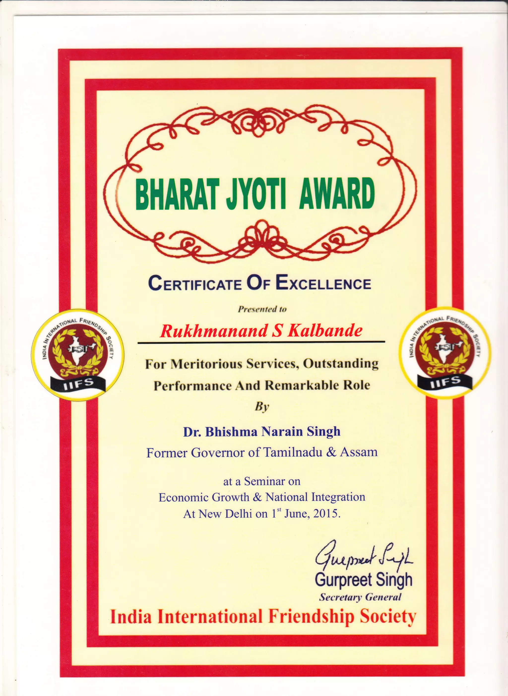 Award Bharat jyoti award | PDF