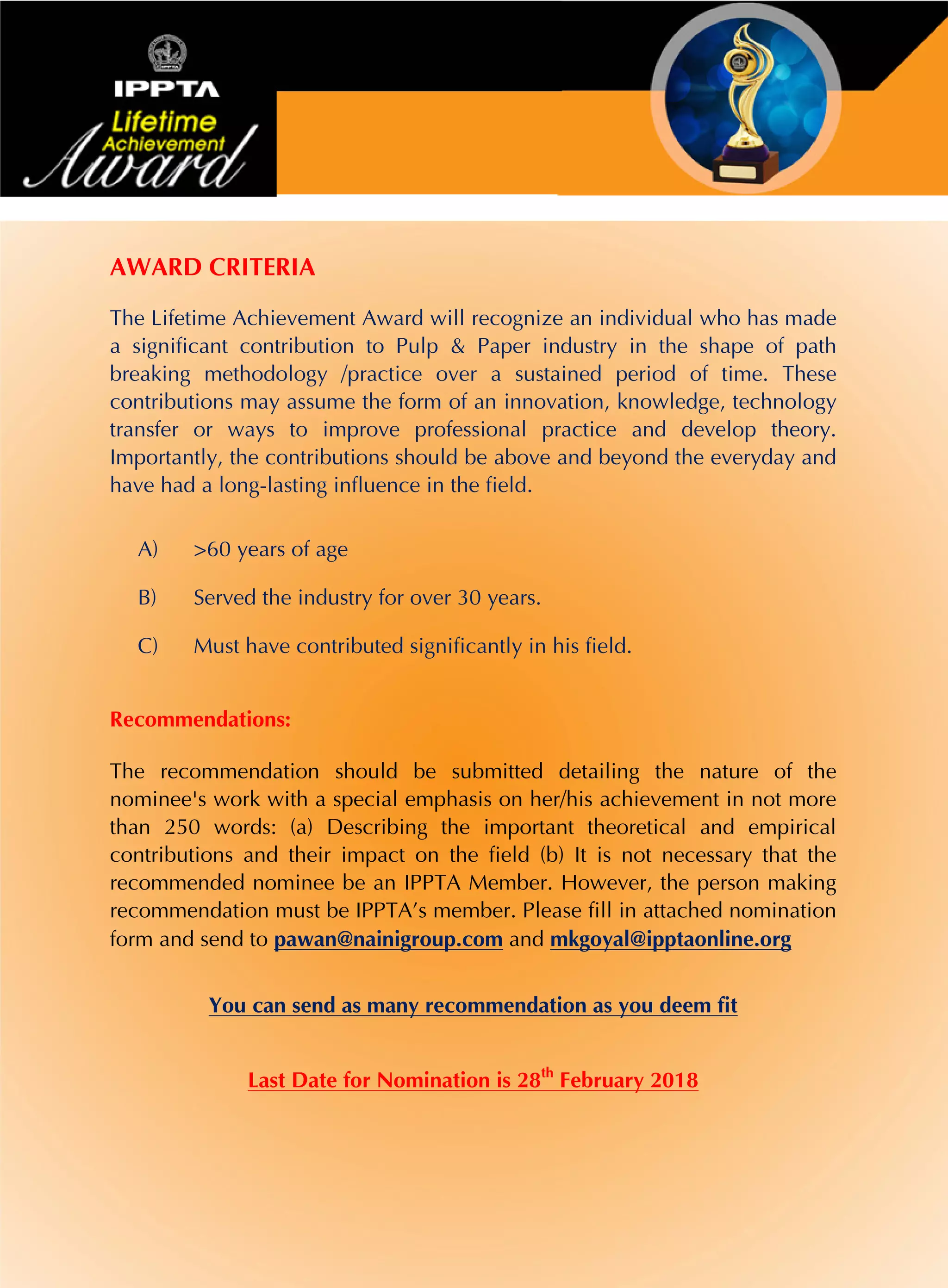 Award Criteria Nomination | PDF