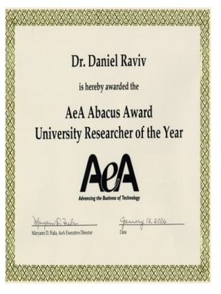 Professor Daniel Raviv - Awards | PDF